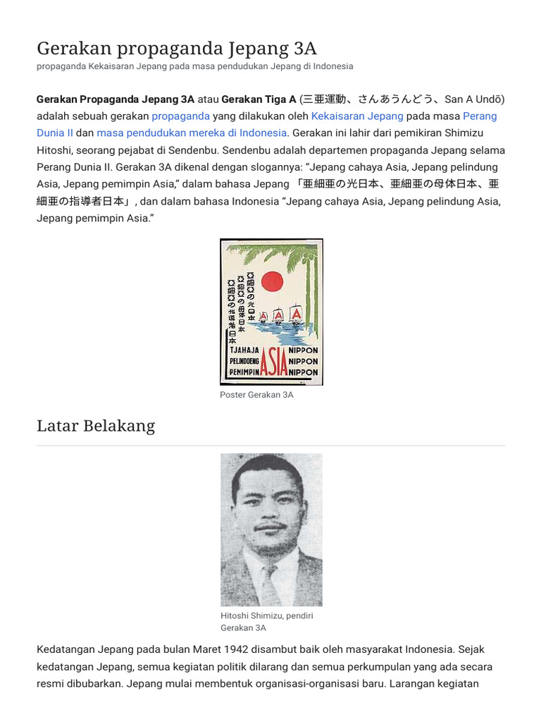 Gerakan Propaganda Jepang 3A di Indonesia | PDF