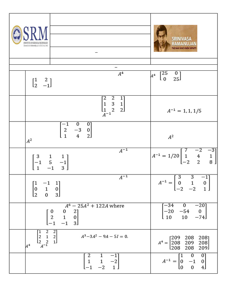 18MAB101T - Unit 1 - Tutorial 2 | PDF | Matrix (Mathematics ...