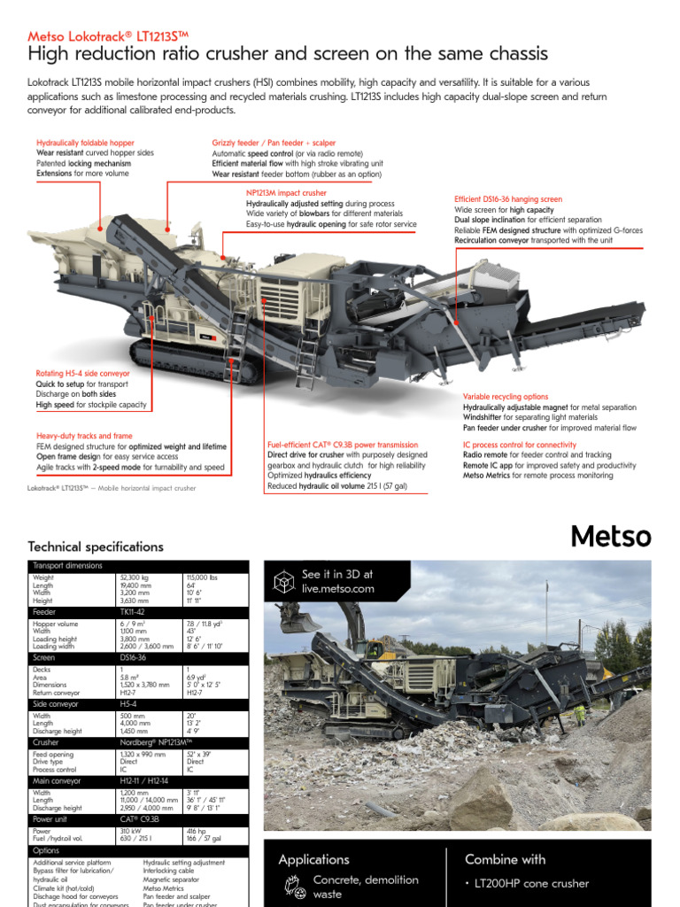 Lokotrack LT1213S Mobile Crusher Overview | PDF | Mechanical Engineering