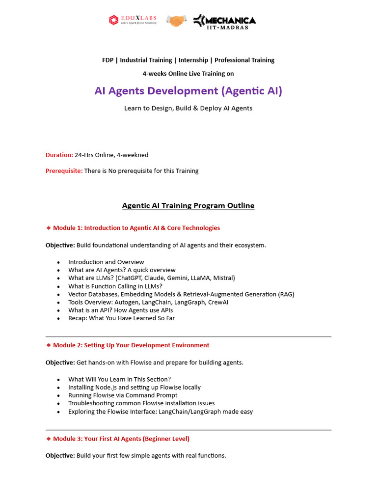 Agentic AI Training (Weekend) | PDF | Artificial Intelligence ...