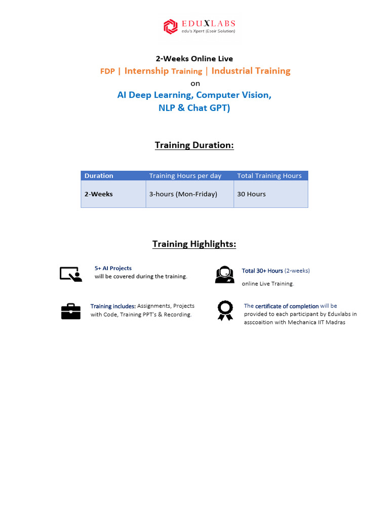2 Weeks Deep Learning Computer Vision Nlp Pdf Learning