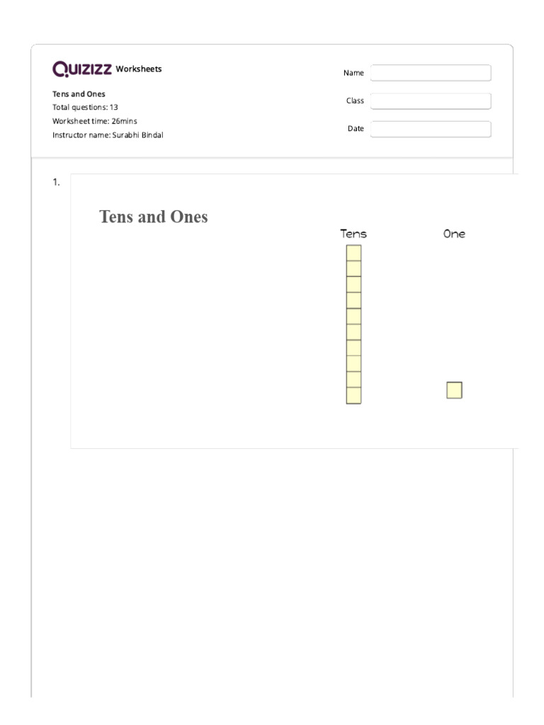 Tens and Ones Worksheet for Students | PDF