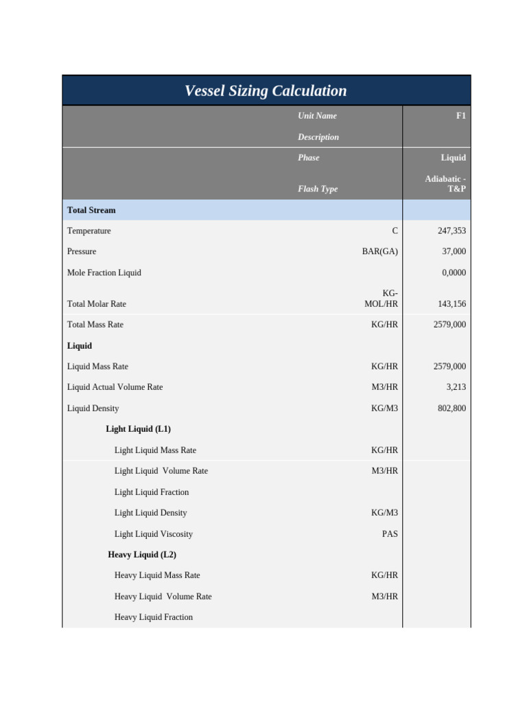 3-Vessel Sizing Calculation | PDF | Liquids | Density