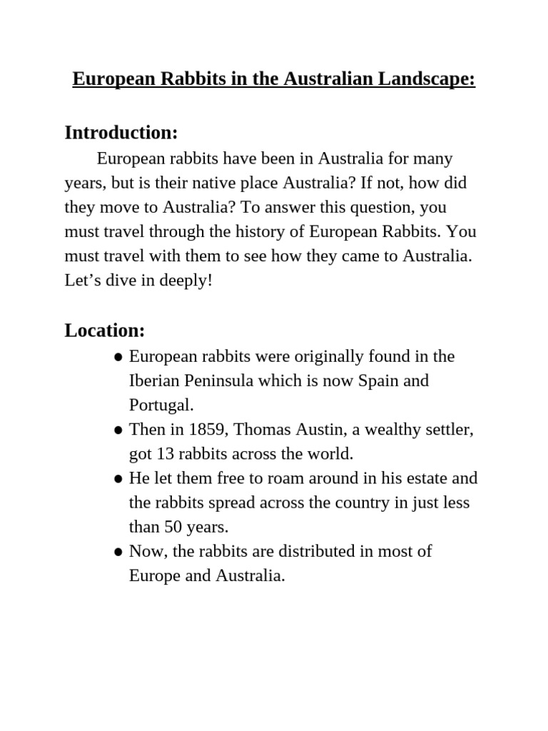 European Rabbits in The Australia Landscape | PDF