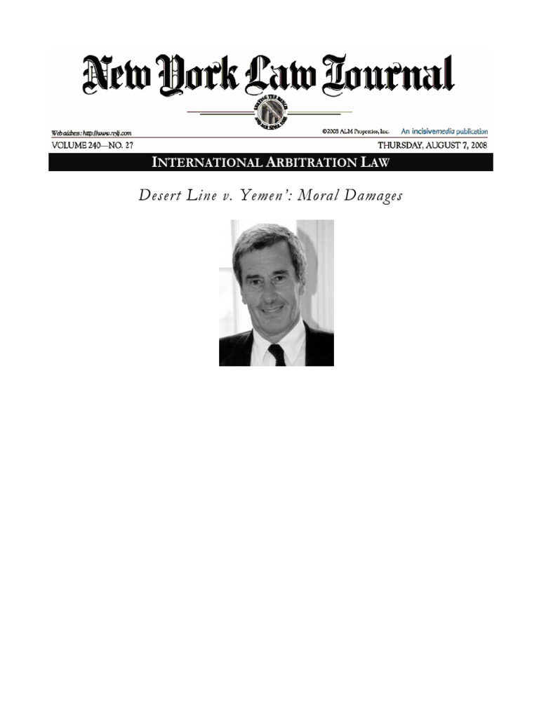 Moral Damages in Desert Line v. Yemen | PDF | Damages | Arbitration