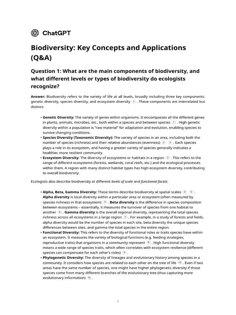 Understanding Biodiversity Components | PDF | Biodiversity ...