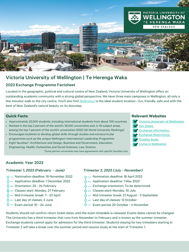 VUW Exchange Program Overview 2023 | PDF | International English ...