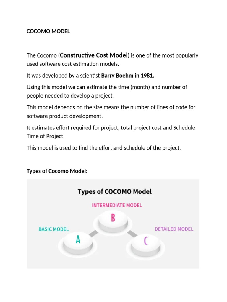 COCOMO Model: Types and Estimation Methods | PDF