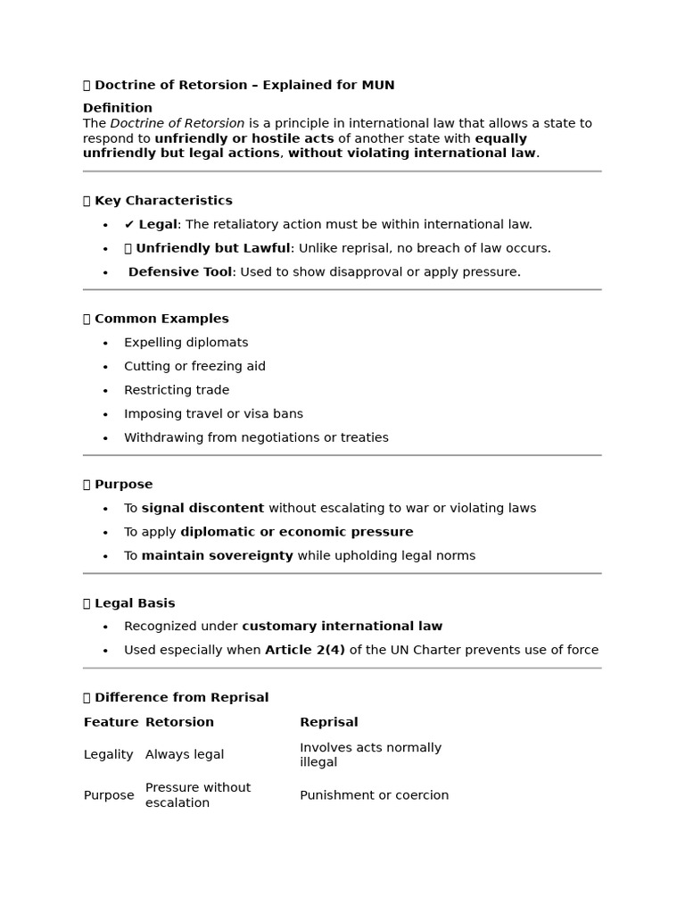 ? Doctrine of Retorsion | PDF