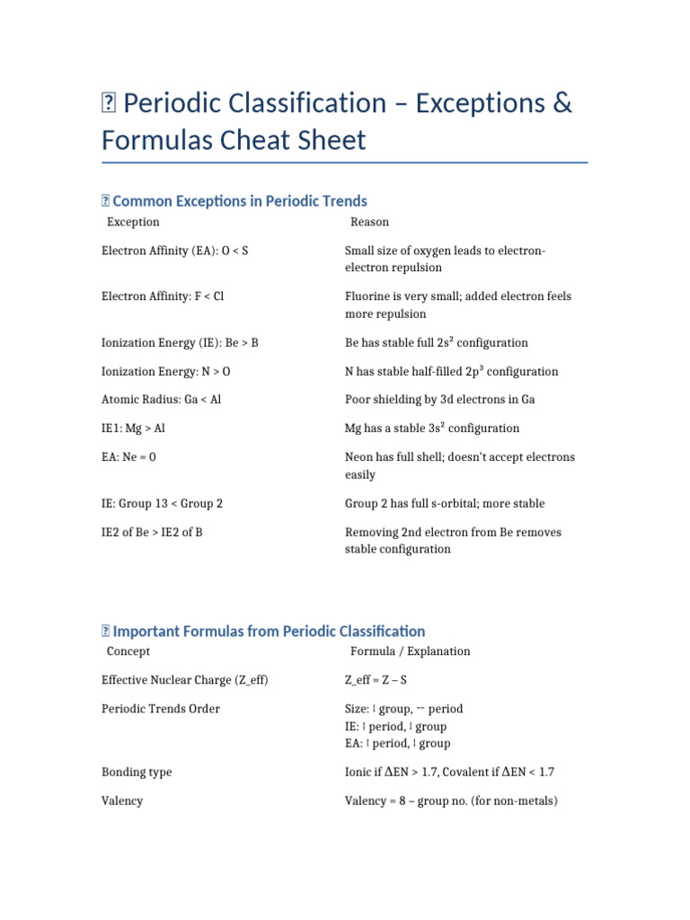 Periodic Exceptions and Formulas | PDF