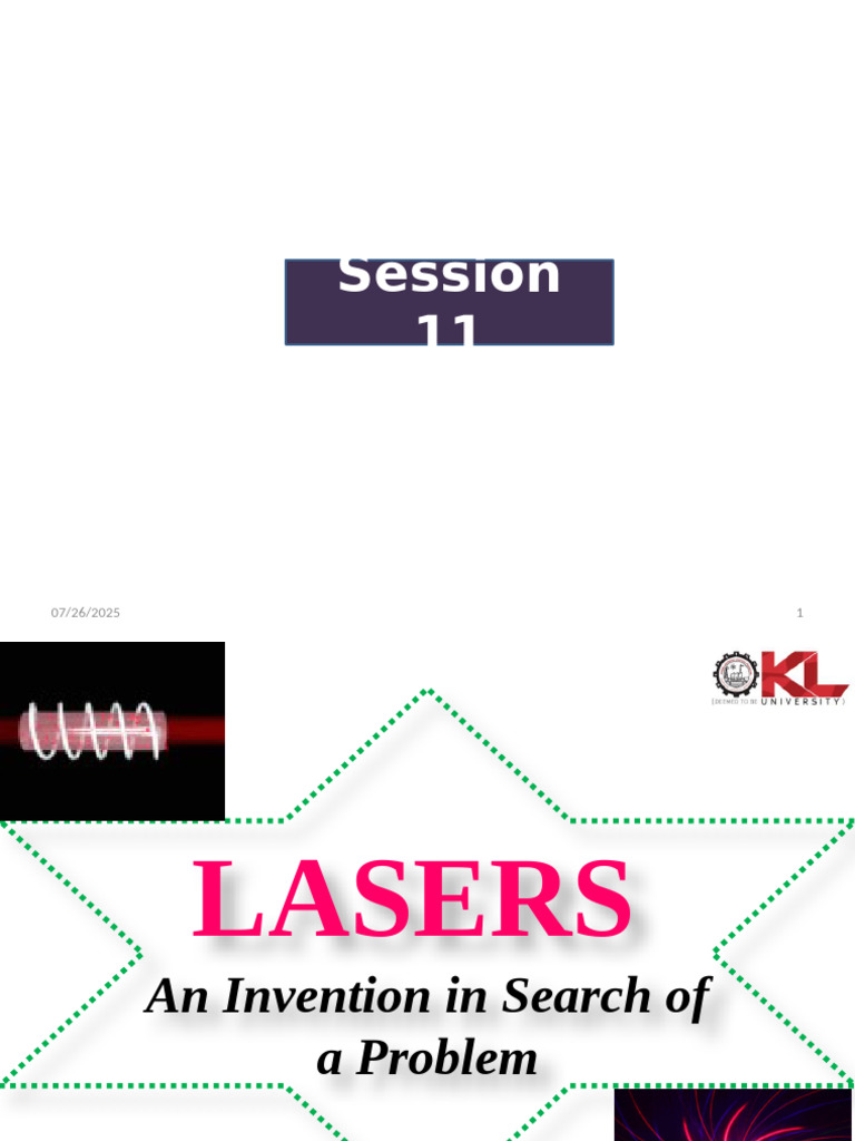 CO-4 - Lasers & Optical Fibers 1 | PDF | Laser | Optical Fiber