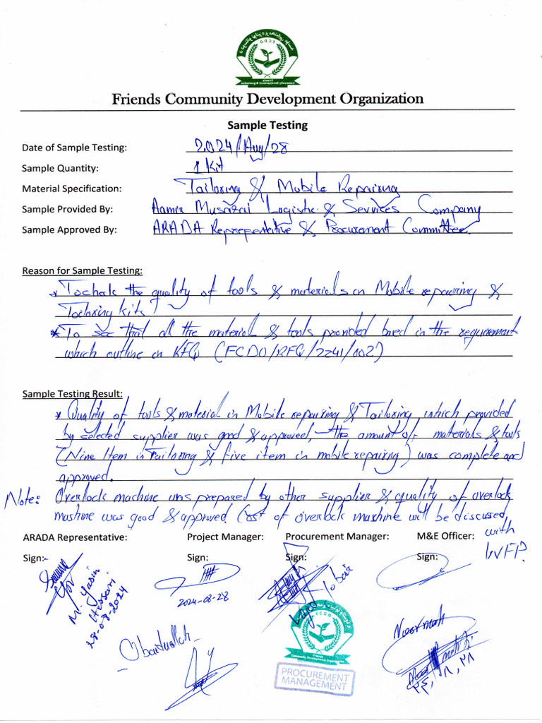 FCDO-RFQ-2241-002 Sample Test | PDF