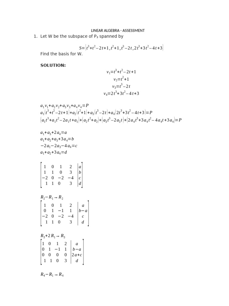 Basis of Subspace in P3 Analysis | PDF