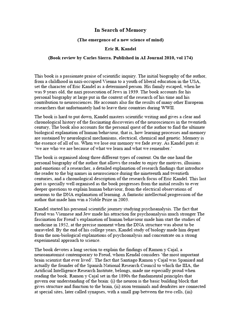 (Review) in Search of Memory | PDF | Action Potential | Neuron