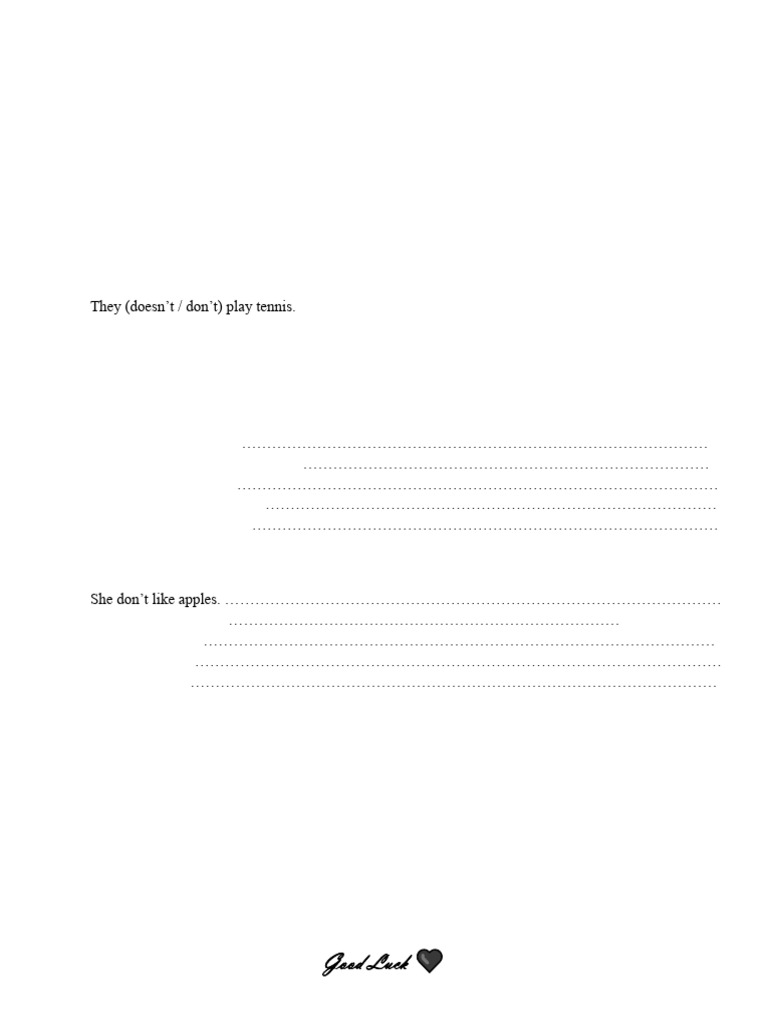 Simple Present Grammar Exam Name:: Good Luck | PDF