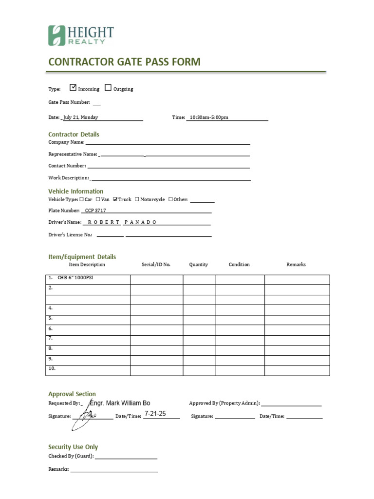 Gatepass 07212025 - 09 | PDF