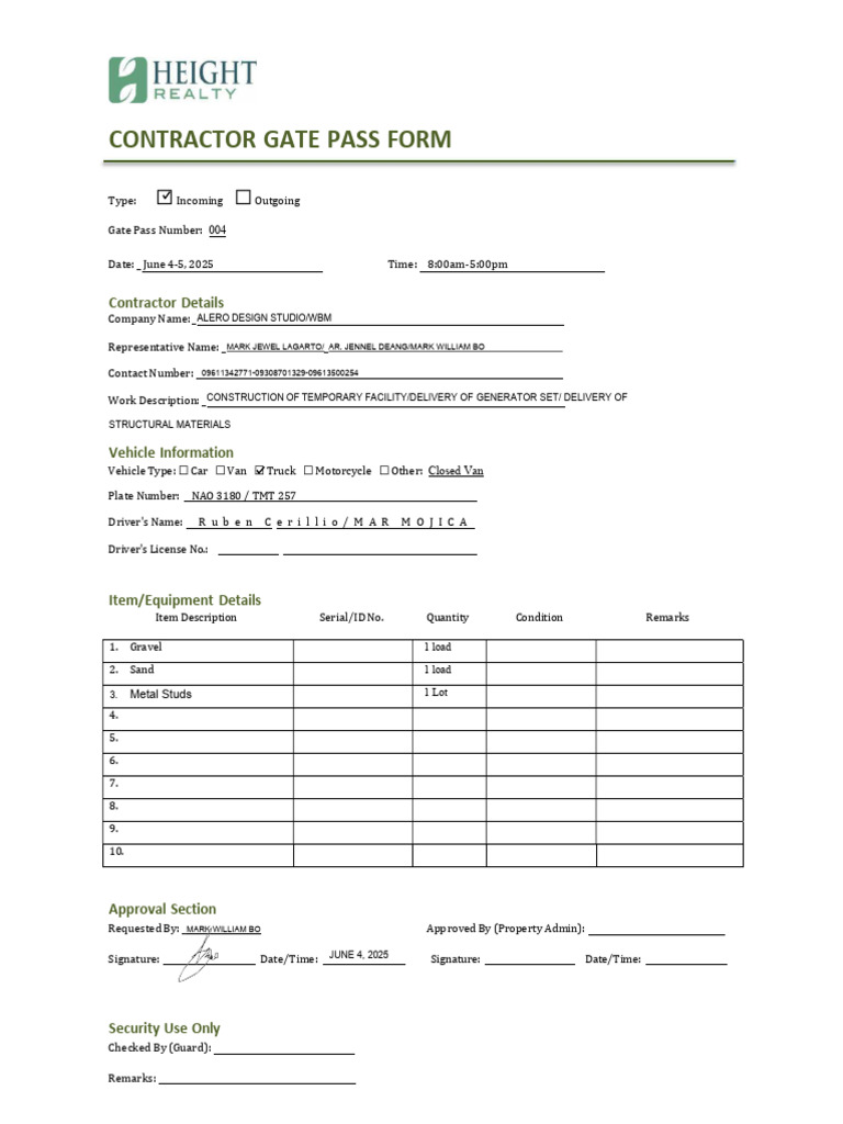 Gatepass 060425 - 04 | PDF