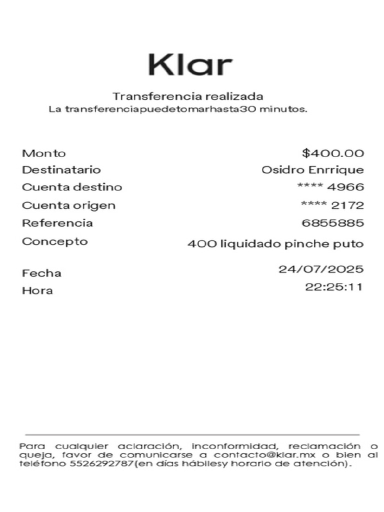 Klar - Operacion - Pendiente - 24072025 - 215519.pdf - 20250724 - 223345 - 0000 | PDF