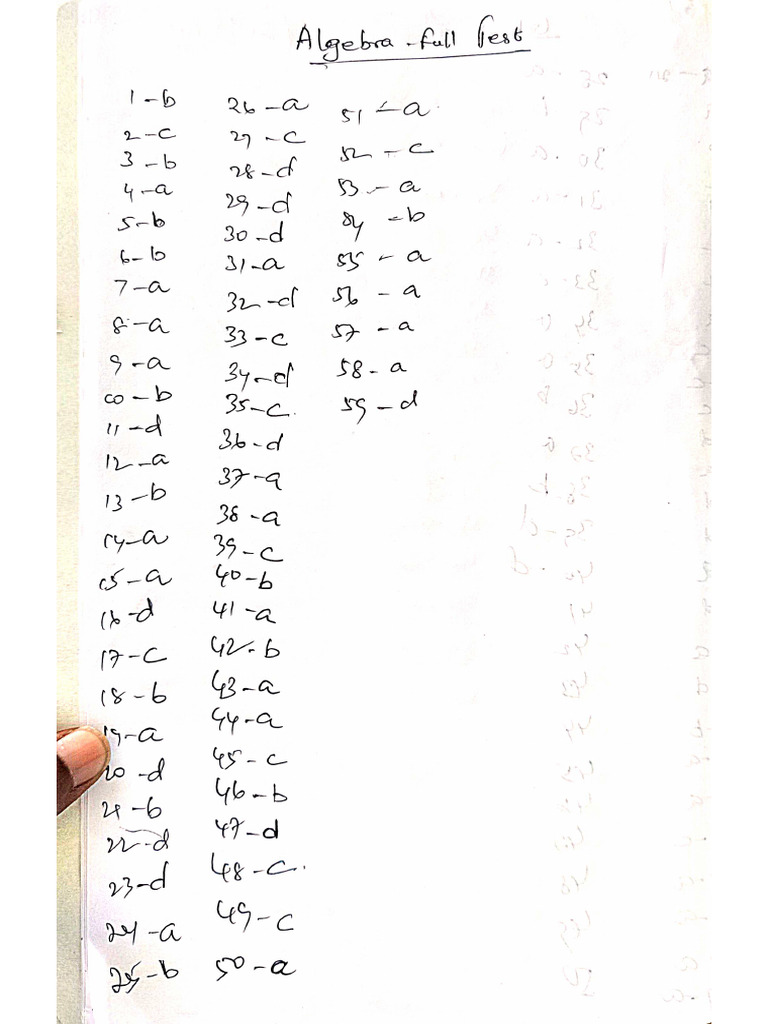 Algebra New 60 Tes Key | PDF
