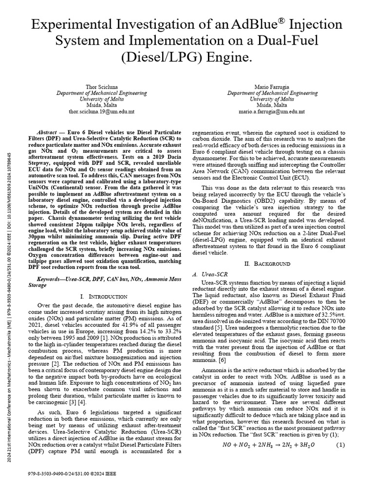 Experimental Investigation of An AdBlue Injection System and ...