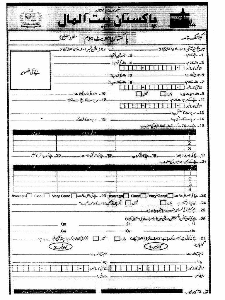 Bait Ul Maal Form | PDF