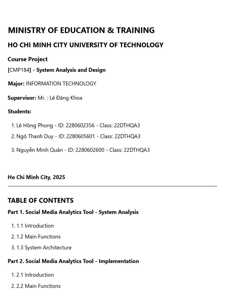 FinalReport - CMP184 - Group3 - Social Media Analytics Tool - Final Report | PDF | Databases ...