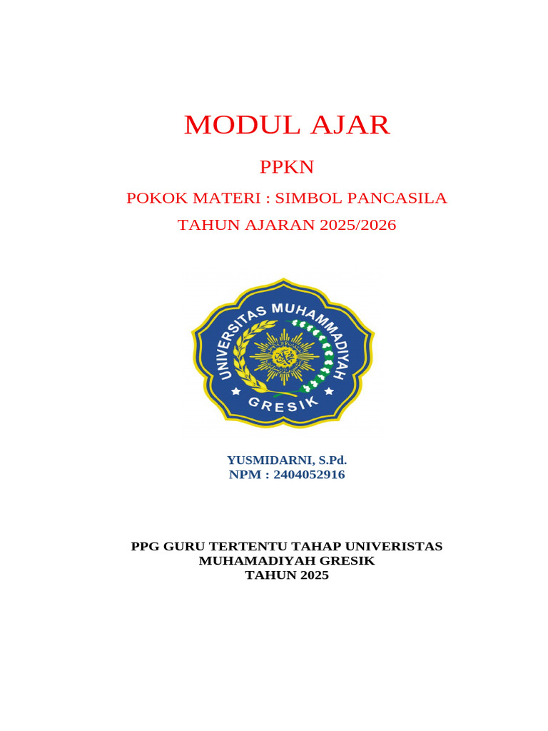 Modul Ajar Simbol Pancasila Kelas 2 | PDF