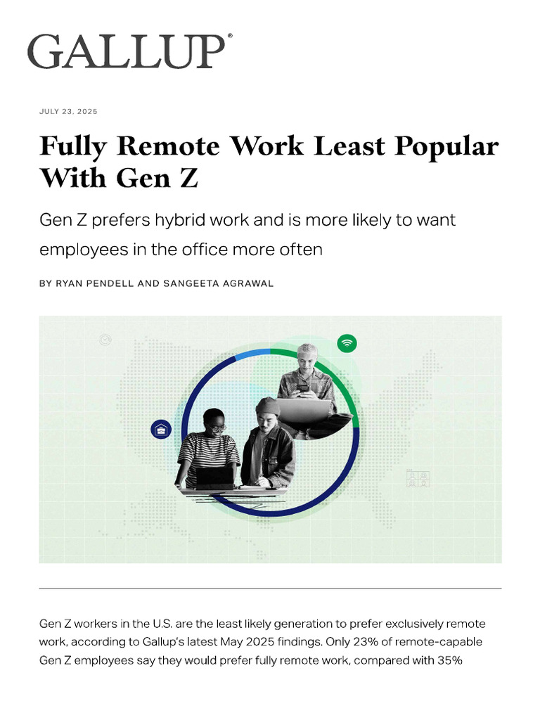 Fully Remote Work Least Popular With Gen Z | PDF