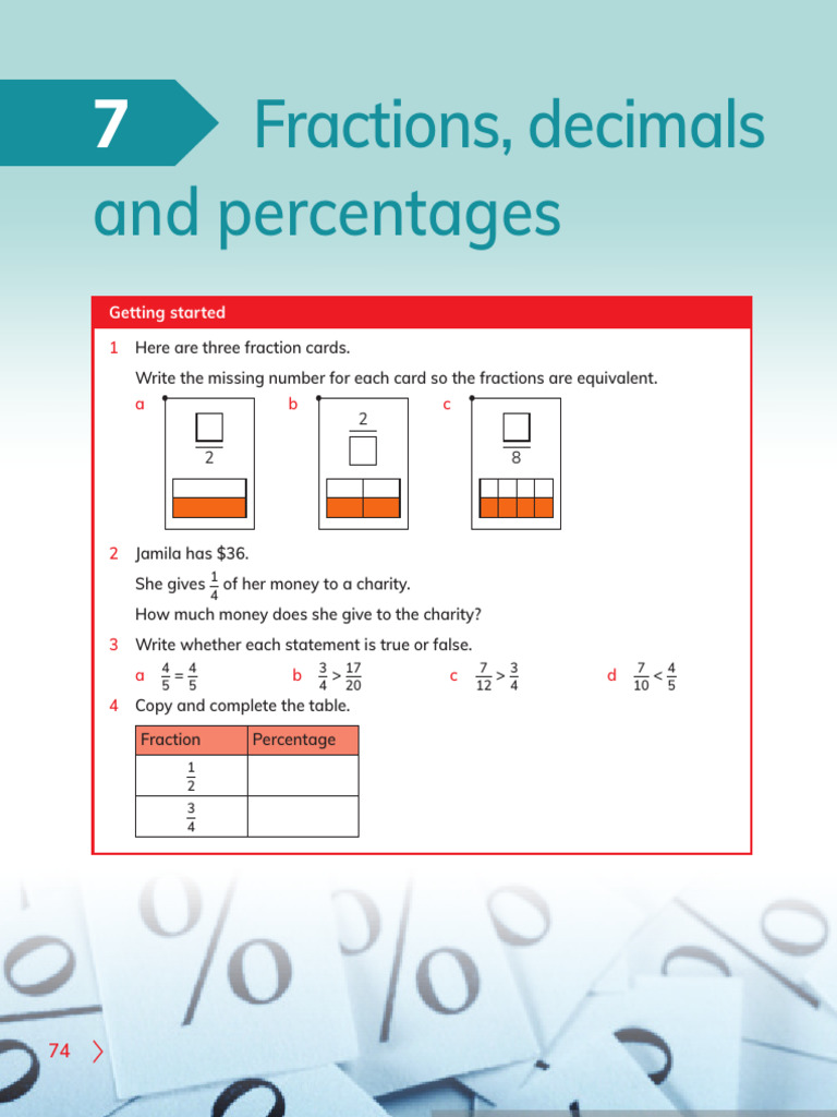 Day 07 - Math - Fraction, Decimal, Percentage | PDF | Percentage ...