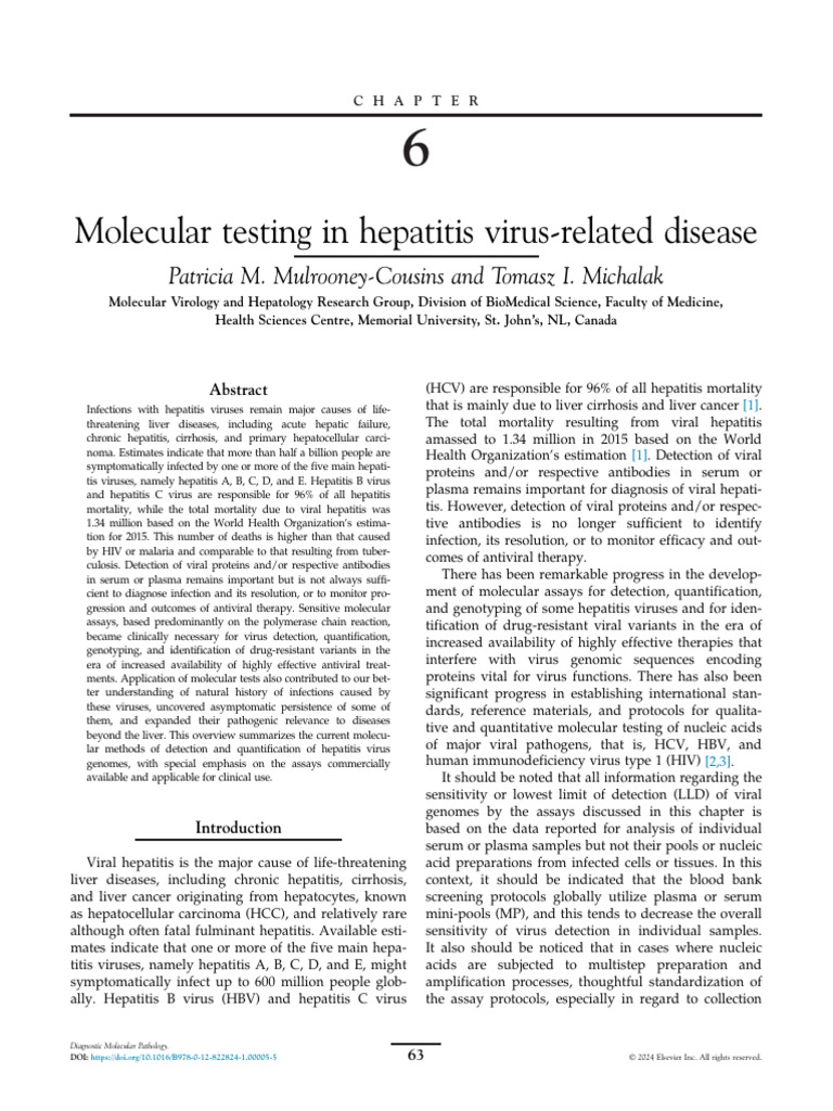 Chapter 6 Molecular Testing in Hepatitis Virus 2024 Diagnostic ...