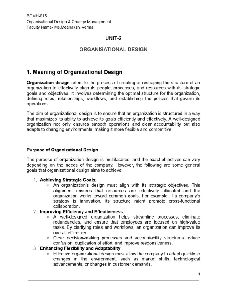 6TH SEM H UNIT2 | PDF | Organizational Structure | Leadership
