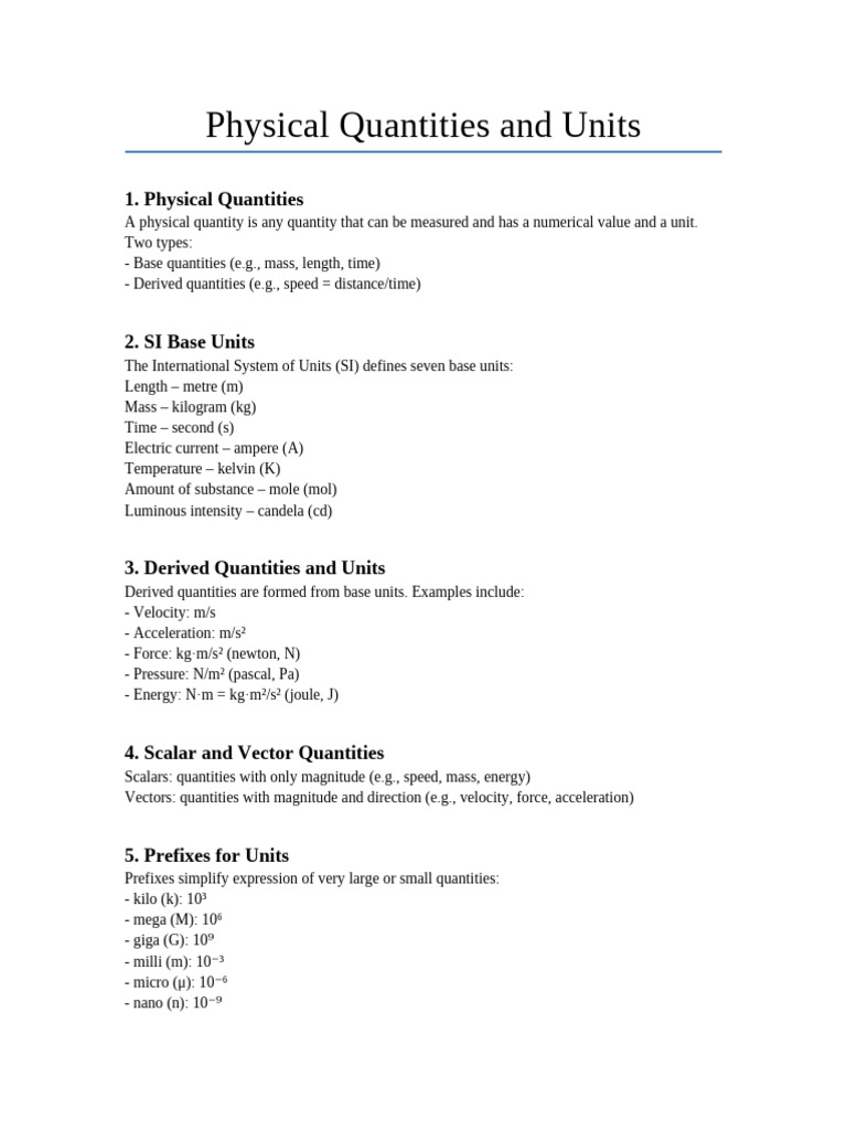 Physical Quantities and Units As Level Updated | PDF | International ...