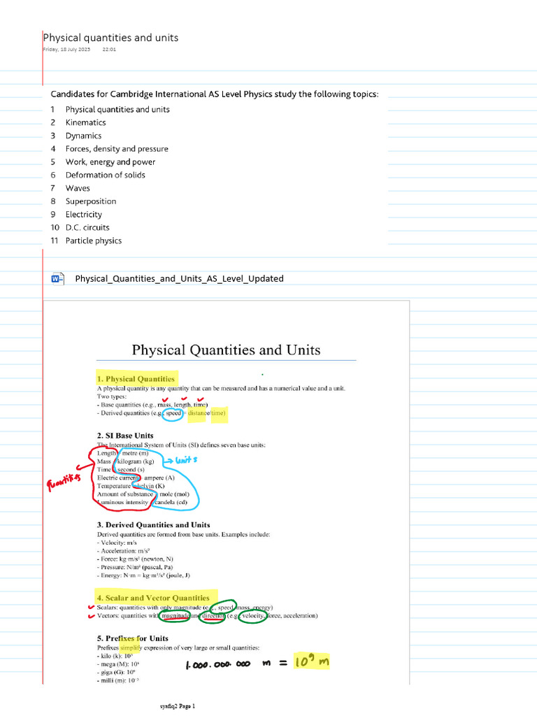 Physical Quantities and Units | PDF
