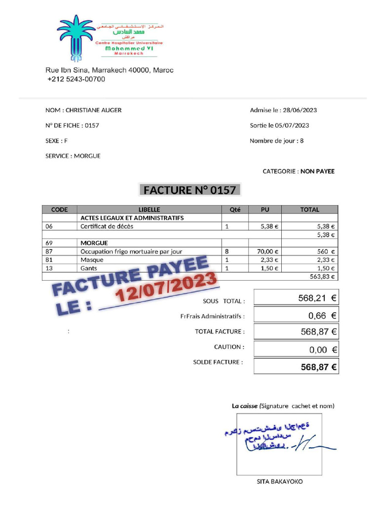 Facture Morgue-157 Payee 2 | PDF