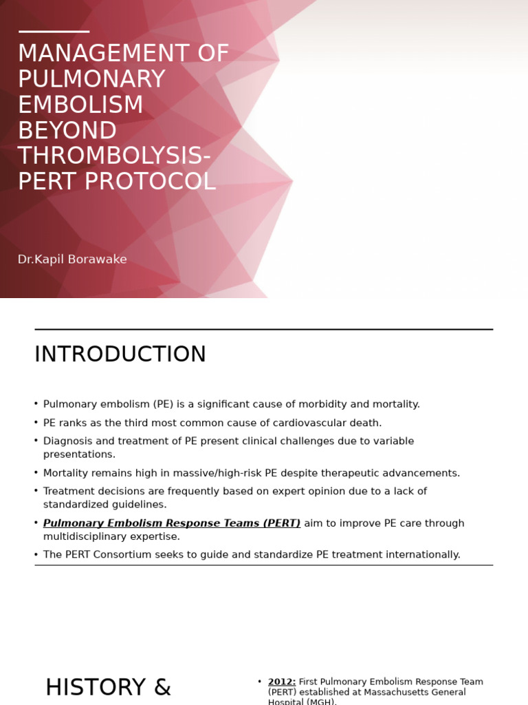 PE Beyond Thrombolysis - PERT Protocol | PDF | Embolism | Interventional Radiology