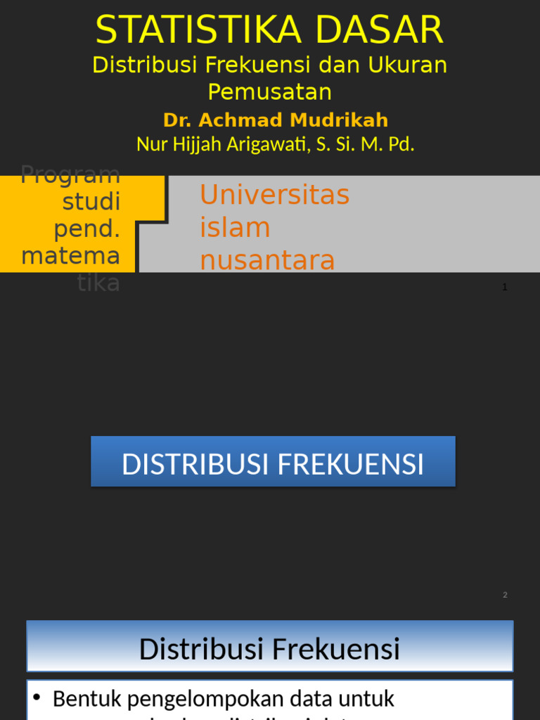 Pertemuan Kedua, Distribusi Frekuensi Dan Ukuran Pemusatan | PDF