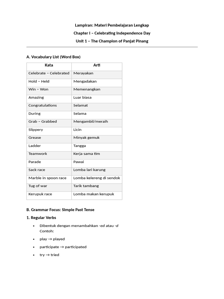 Lampiran Materi Chapter I Unit 1 Kelas 8 | PDF | Semantic Units | Semantics