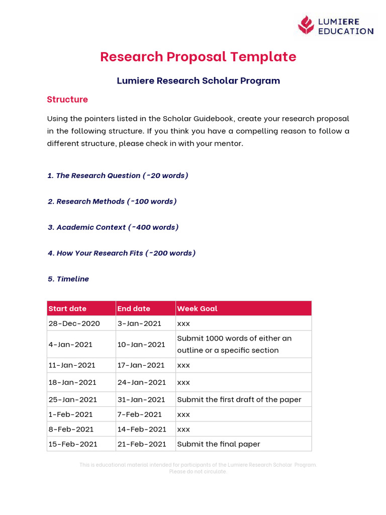 Lumiere Research Proposal Template | PDF