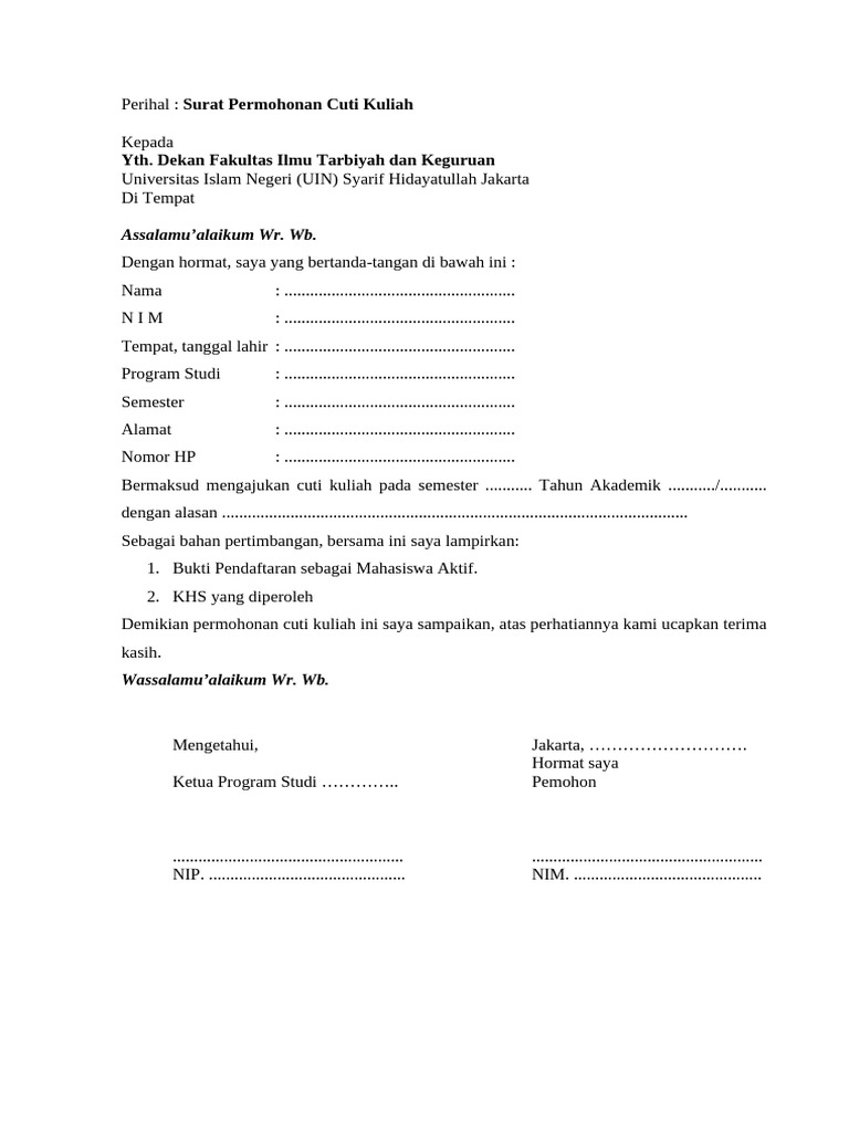 Form Pengajuan Cuti | PDF