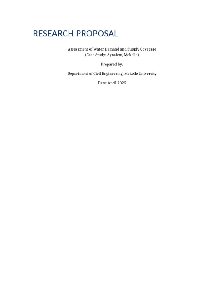 Water Demand and Supply in Aynalem | PDF | Water | Water Supply Network