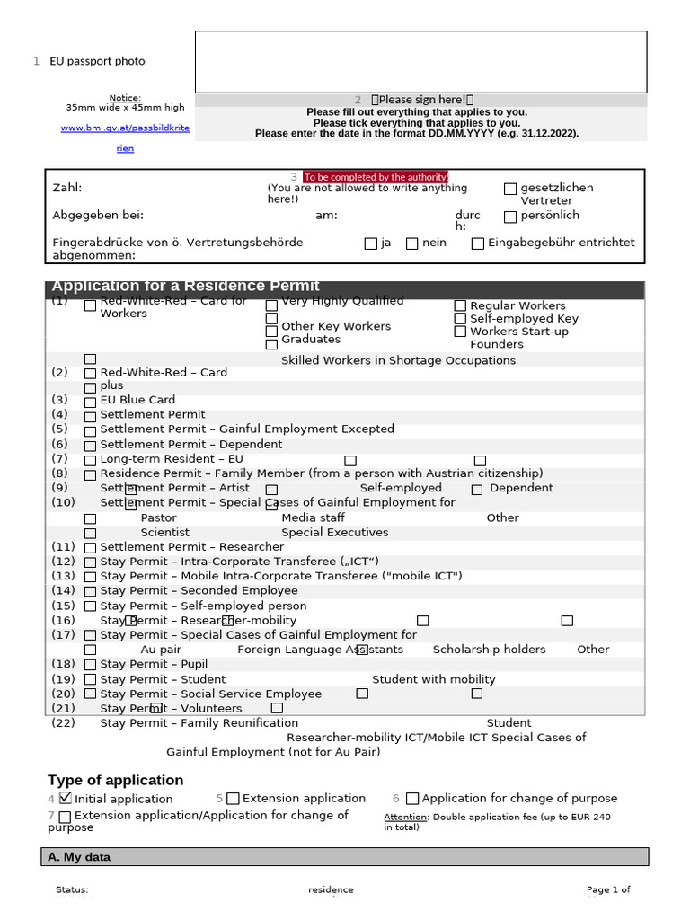 Austria Residence Permit Application Guide | PDF | Expense