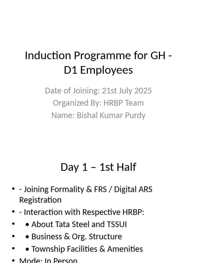 Induction Programme for New Employees | PDF
