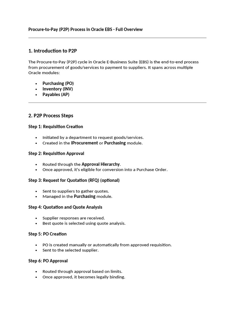 Oracle Ebs p2p | PDF | Accounts Payable | Receipt