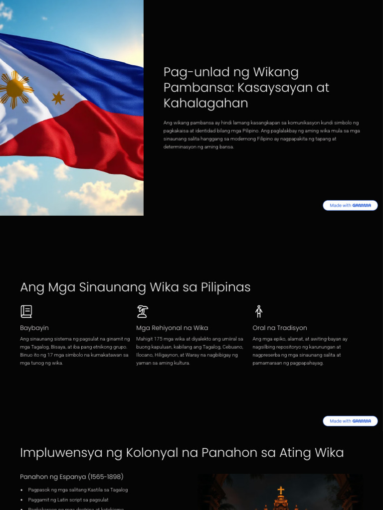 Pag Unlad NG Wikang Pambansa Kasaysayan at Kahalagahan | PDF