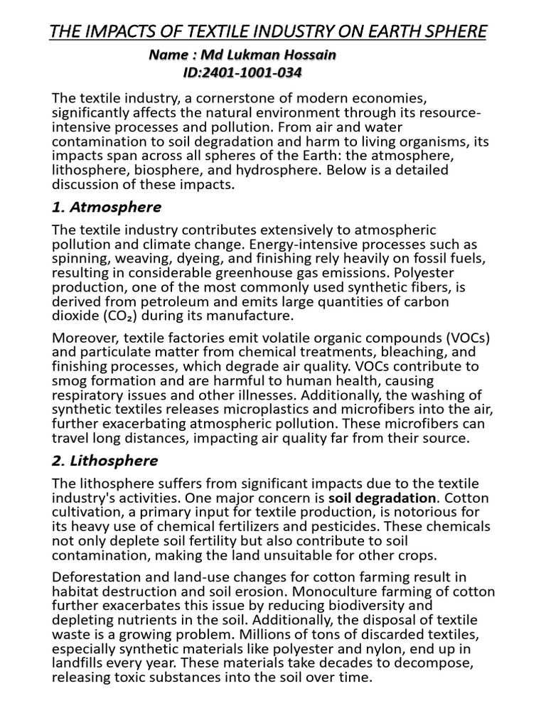 Textile Industry's Environmental Impact | PDF | Textiles | Water