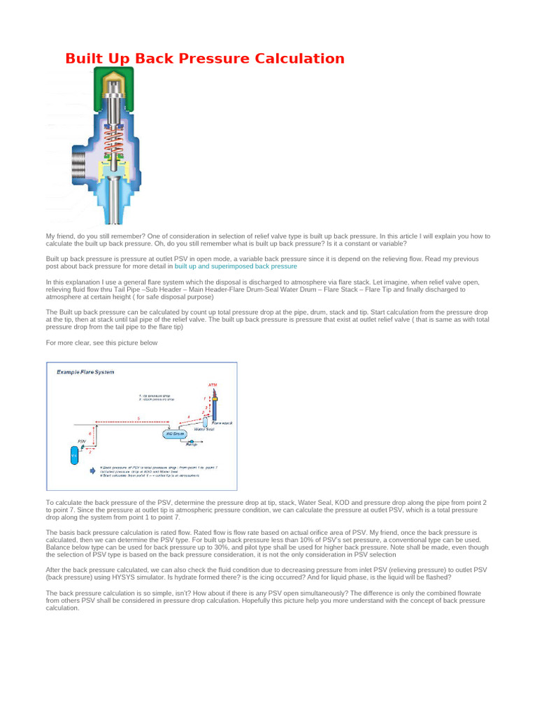 Built Up Back Pressure Calculation Guide | PDF | Pressure | Valve