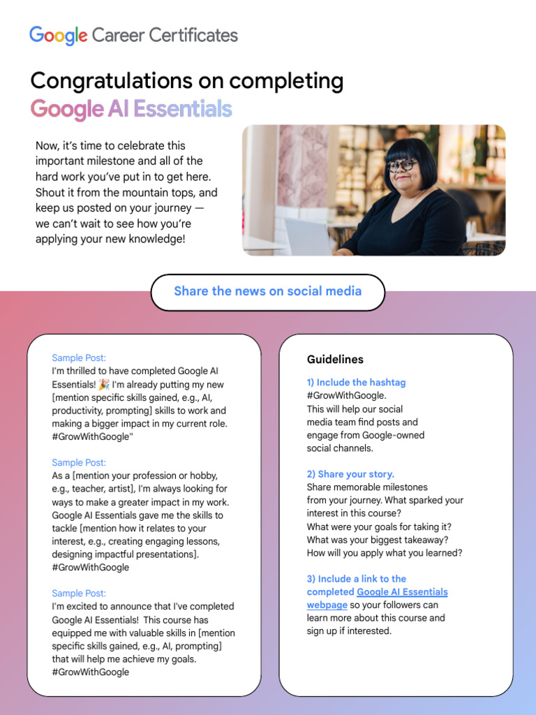 Celebrating Google AI Essentials Completion | PDF