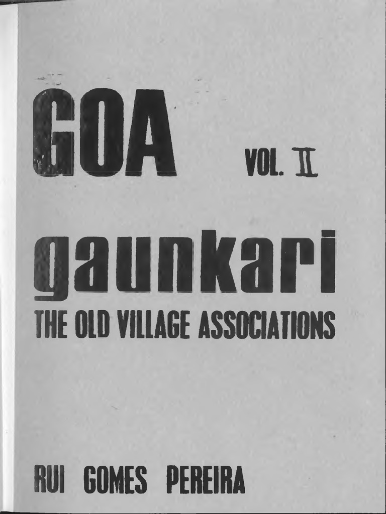 Rui Gomes Pereira - Gaunkari, The Old Village Associations | PDF