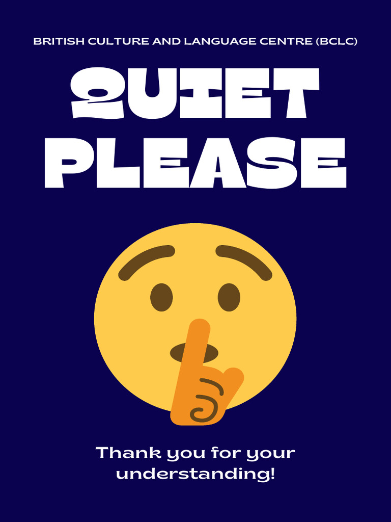 Blue Simple Quiet Please Poster | PDF