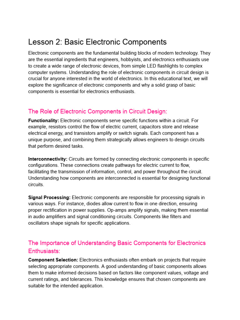 Lesson 2 Basic Electronic Components | PDF | Bipolar Junction ...